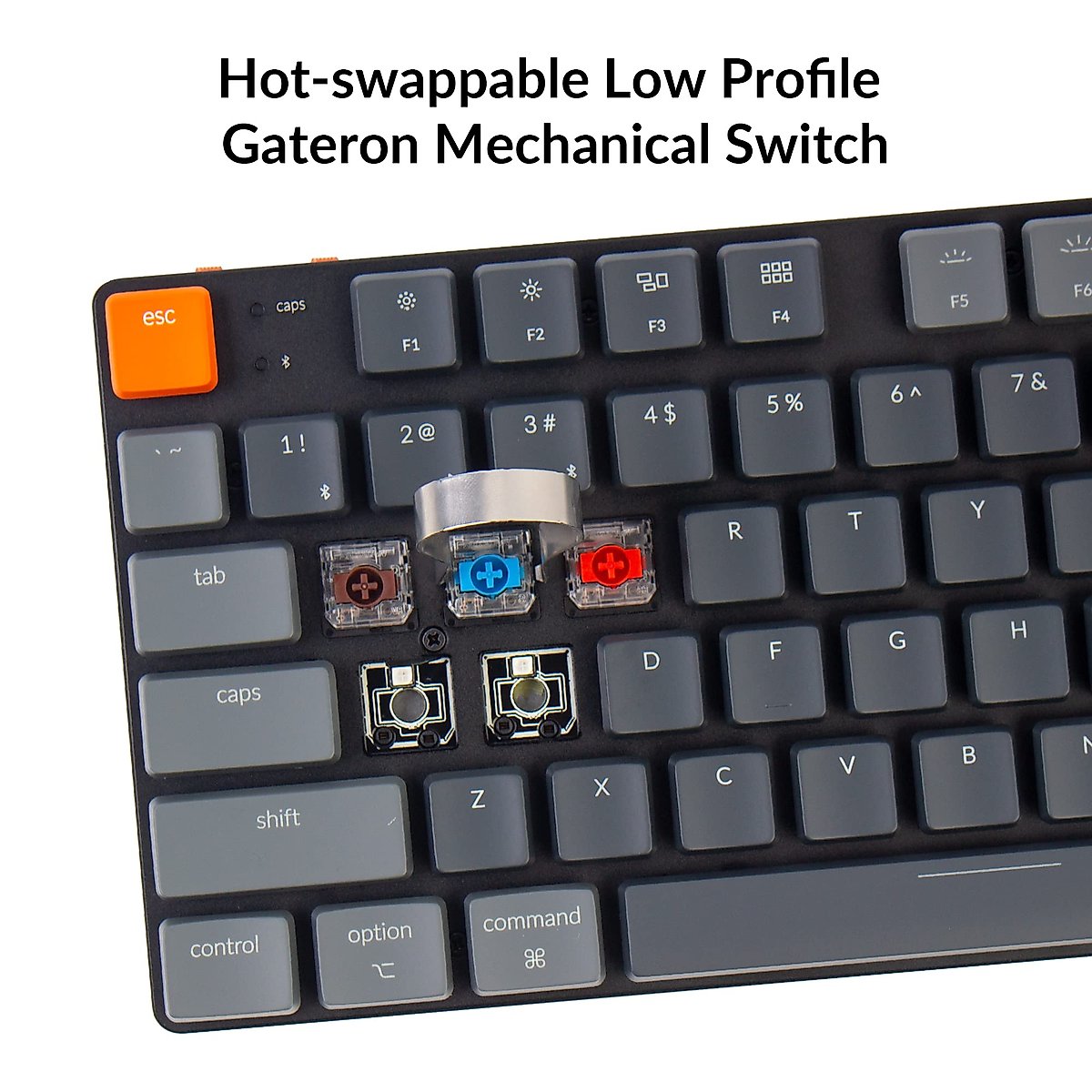 Keychron K1 SE, 87 Keys Ultra-Slim Wireless Bluetooth/USB Wired Mechanical Keyboard with RGB LED Backlit, Hot Swappable Low-Profile Gateron Mechanical Blue Switch Compatible with Mac Windows