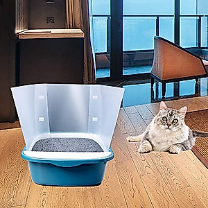 Deapher 3 Pcs/Set High Sided Cat Litter Box Pee Shields, 14.8"x 11" Tall Litter Box Splash Guard, Transparent Pee Privacy Shields for Open Top Litter Box, Easy to Clean (Litter Box Not Included)