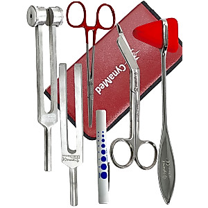 Reflex Hammer Diagnostic Set Reusable Penlight Tuning Forks Scissors 6 Pcs German Cynamed