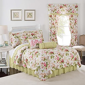 Waverly Emma's Garden Modern Farmhouse Floral Rod Pocket Back Tab Curtains for Windows in Bedroom, Kitchen, or Living Room, Double Panel, 100" x 84", Blossom