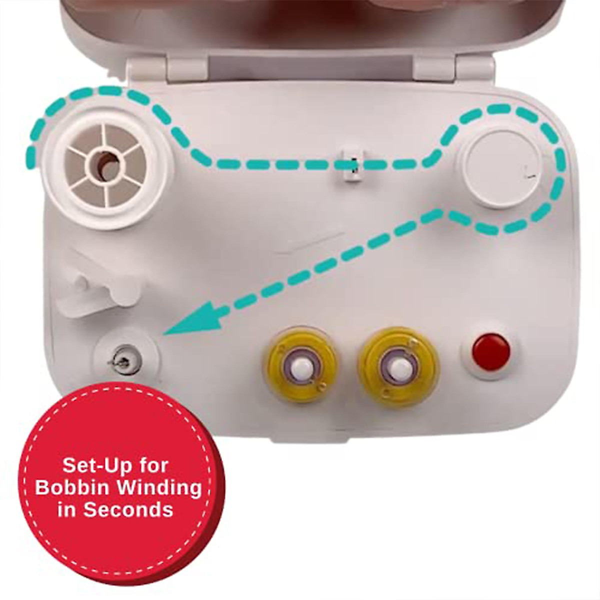 SINGER | Bobbin Winder For Sewing Machines - For Class 15 and 15J Bobbins - Simple & Portable - Battery Powered With Included Power Adapter , White