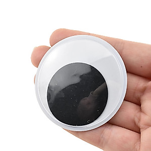 AOLDHYY Yuyuvan Wiggle Googly Eyes with Self Adhesive 50mm Sticker Sturdy Peel Off Cleanly No Glue Needed Decorate Vivid Effect for DIY Craft Fun Plastic Black and White Multi Sizes 10pcs
