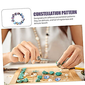 EXCEART Glass Ornaments 360 Pcs Constellation Gem Patch Ear Peircing Kit Necklace Set Round Beads DIY Gemstone Patches Bisuteria Materiales Glass Glass Round Constellation 3D Earrings