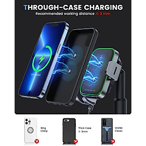 APPS2Car Cup Holder Phone Mount for Car Dual Coil Wireless Car Charger Auto Clamping Cup Holder Phone Mount Wireless Car Charger Compatible with iPhone 15/14/13/12 & Samsung Z Flip/Fold