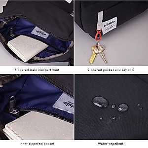 Hellolulu HOLLIS Zippered Compact Crossbody Bag, Water Resistant Lightweight For Daily Use Travel Men Women, Roomy for Wallet Purse Phone, Dark Blue