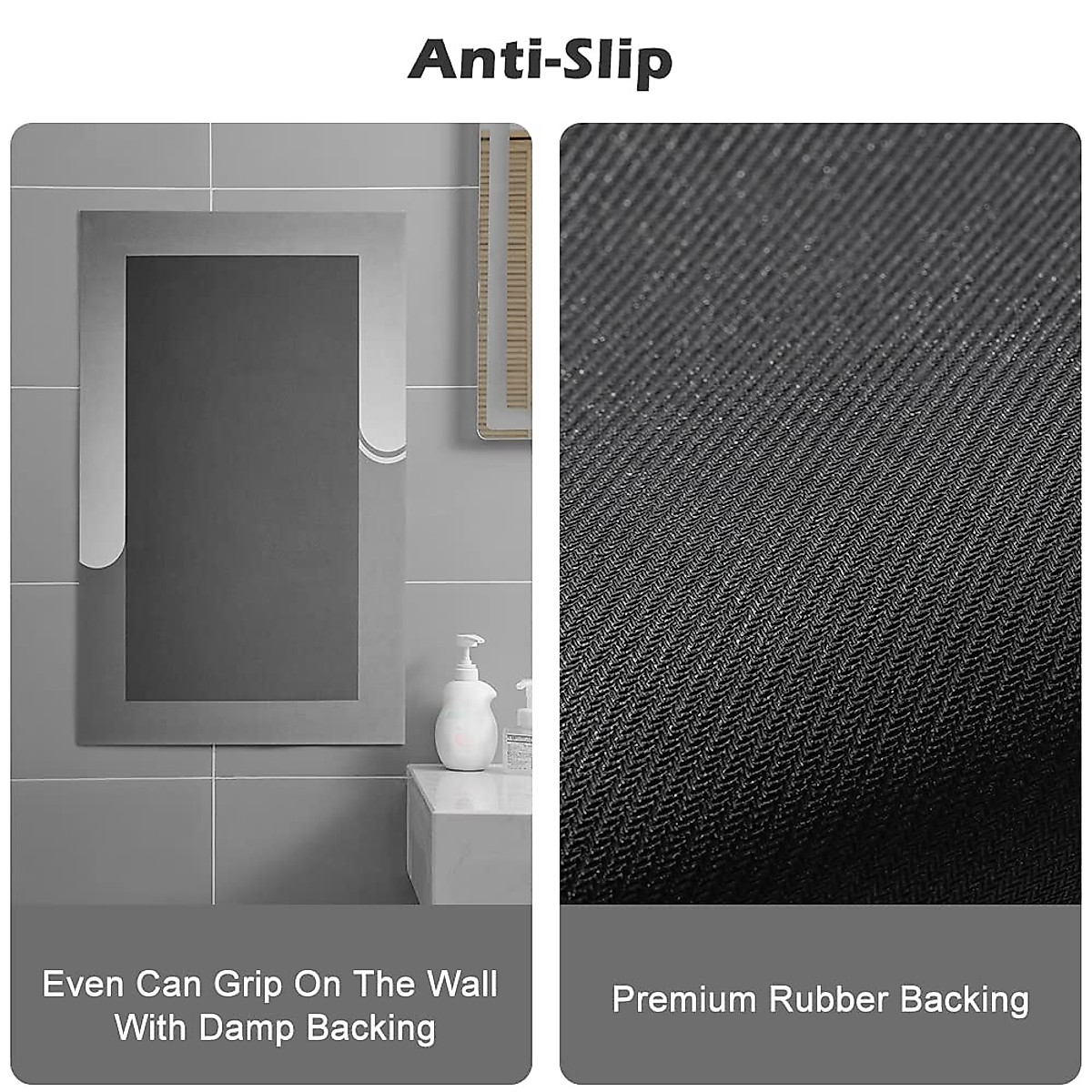 Kmson 2 Piece Bath Mat Set Bathroom Rugs with U-Shaped Mat, Napa Skin Non Slip Ultra Soft and Super Absorbent Diatomite Bath Carpet, Dirt Barrier Quick Dry Floor Door Mat Kitchen Rug Grey