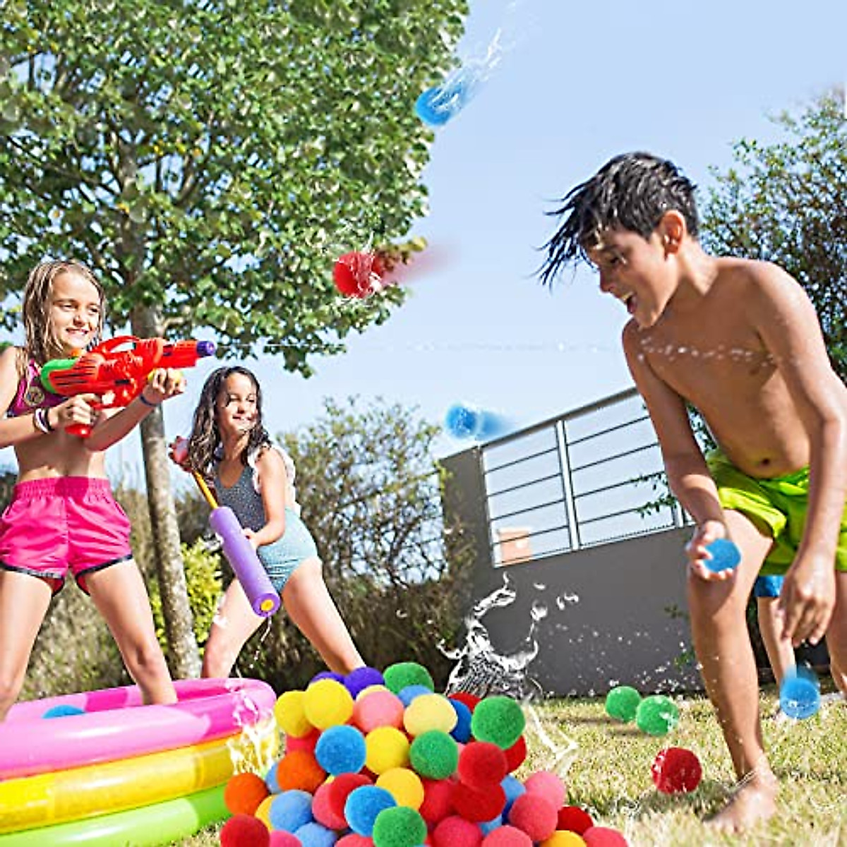 HiDiT Yv 70PCS Reusable Water Balls,Soft Cotton Splash Water Soaker Balls for Outdoor Water Toys Games,Reusable Water Balloons Beach Balls for Kids Adult Fun Summer for Backyard