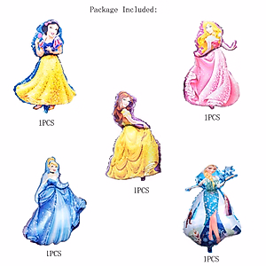 BXM Princess Birthday Party Supplier 5PCS Disney Princess Balloons for Kids Birthday Baby Shower Princess Theme Decorations