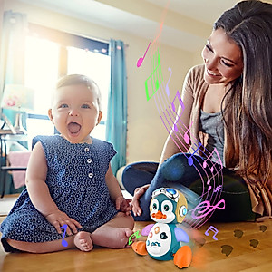 US-VIVIV Baby Musical Toys Penguin 6-18 Months 2 Year Old and up Boys Girls Crawling Toys Early Learning Interactive Educational Preschool Development Kid Birthday Gifts Toy Christmas Brown