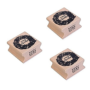 Didiseaon Wooden Christmas 3pcs Vintage Lip Gloss Set Wood Art Stamp Christmas Sealing Stamp Wooden Seal Stamp Stampers Party Favors Christmas Stampers Wooden Stamper Printing Pine Cones