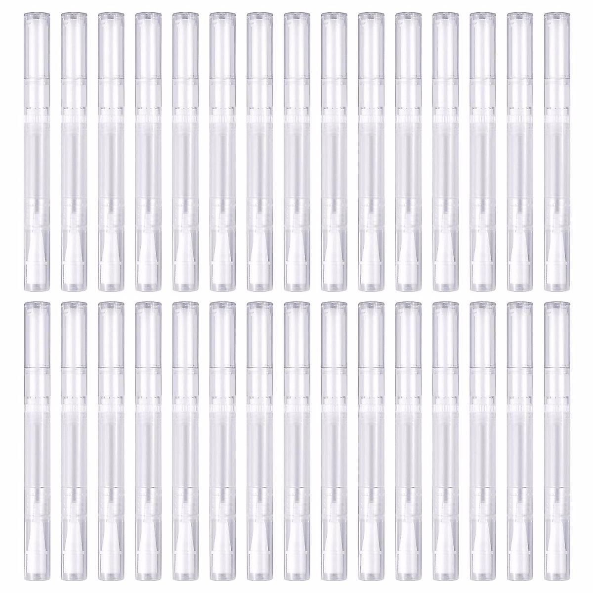 30Pack 3ML Transparent Twist Pens, Empty Nail Oil Pen Brush Cosmetic Lip Gloss Container Applicators