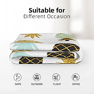 Cute Pineapple Stylish Glitter Throw Blanket Super Soft Warm Bed Blankets for Couch Bedroom Sofa Office Car, All Season Cozy Flannel Plush Blanket for Girls Boys Adults, 60 X 40 Inch