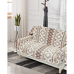 Knitted Throw Blanket for Couch with Tassels, Boho Style Throw for Home Decor, Small Cozy and Soft Blanket for Sofa or Outdoor, Navajo Farmhouse Blankets 50 x 60 Inches