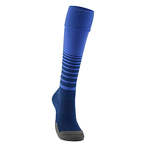Pauboland Kid Boy's and Girl's 1-Pack Blue Cushioned Anti Blister Knee High Athletic Soccer Football Baseball Socks, M(1.5Y-4Y)