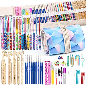 Zlulary 116 PCS Crochet Hooks Sets, Ergonomic Crochet Hooks Kits with Storage Bag and Crochet Needle Accessories, DIY Crochet Needles Kit for Beginners and Experienced Crochet Hook Lovers