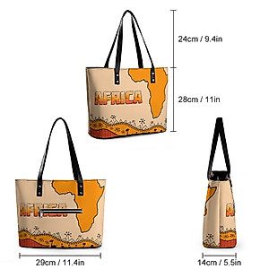 Womens Handbag African Map Leather Tote Bag Top Handle Satchel Bags For Lady