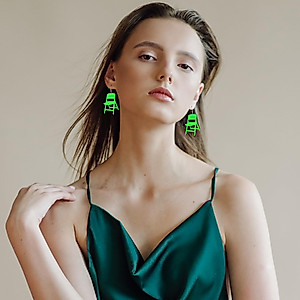 Mintolex Folding Chair Earrings for Women Trendy Fun Y2K Lightweight Acrylic Weird Earrings Statement Chair Shaped Dangle Earrings Jewelry Gifts, Green