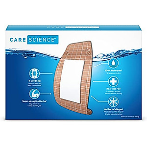 Care Science Waterproof Strong Strips Adhesive Bandages, Extra Large, 32 CT | 100% Waterproof, Heavy-Duty Protection, Helps Prevent Infection for First Aid and Wound Care