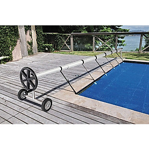 VINGLI 18 Feet Aluminum Solar Swimming Inground Pool Cover Reel Set, Up to 18-Feet Wide x 40-Feet Length