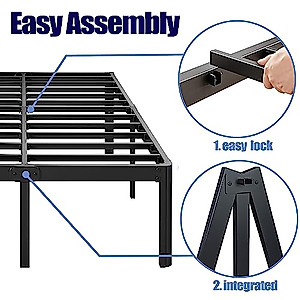Hunlostten 16" Full Size Bed Frame No Box Spring Needed, Heavy Duty Metal Platform Bed Frame Full with Round Corners, Easy Assembly, Noise Free, Black