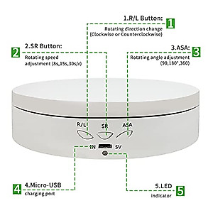ZLMONDEE 3 in 1 Motorized Turntable Lazy Suan Rotating Display Stand with 5.74/7.08/8.66 inch Replacement Cover,360 Degree for Cake Photography Products and Video Show Load 22lbs (White)