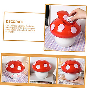 WHAMVOX Mushroom Shaped Garbage Can with Lid Decorative Trash Container for Kitchen Desk