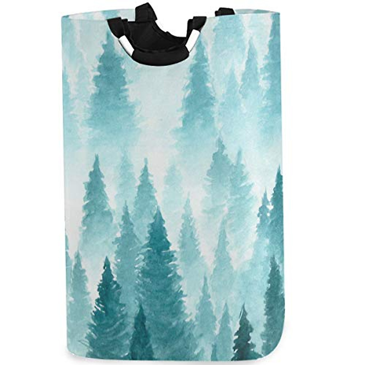 visesunny Collapsible Laundry Basket Blue Forest Large Laundry Hamper Oxford Fabric Dirty Clothes Toy Organizer with Handle for Bathroom Kids Room Dorm