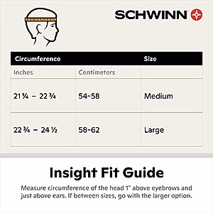 Schwinn LED Insight ERT Bike Helmet for Youth Boys Girls, Front & Rear LED Lights, Can Fit Head Circumference 54-58 cm, 19 Air Vents, Adjustable Strap, Medium Blue