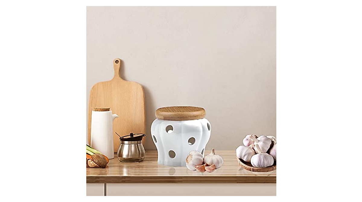 MEKBOK Garlic Keeper - Ceramic Storage with Ventilation