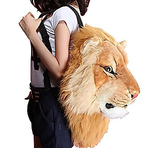 Glanzzeit 3D Animal Head Backpack Cool Design Panda Tiger Lion Panther Knapsack (Large, Lion)