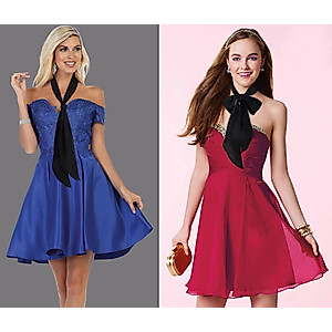 GERINLY Solid Color Long Neckerchief Pure Skinny Scarf Necktie for 50's Costume Party Black Silk Scarf Belts for Hair (Black)