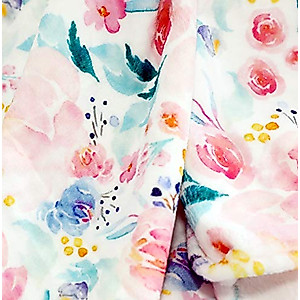 Sahaler Succulents Cactus Plush Fleece Throw & Receiving Baby Blankets for Boys and Girls,Fleece Plush Blanket for Nursery Crib, Stroller, Toddler Bed, Carseat Baby Gift (Green & Pink Floral)