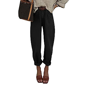 Astylish Black Jeans for Women High Waisted Baggy Boyfriend Mom Cropped Denim Pants Black Size 10