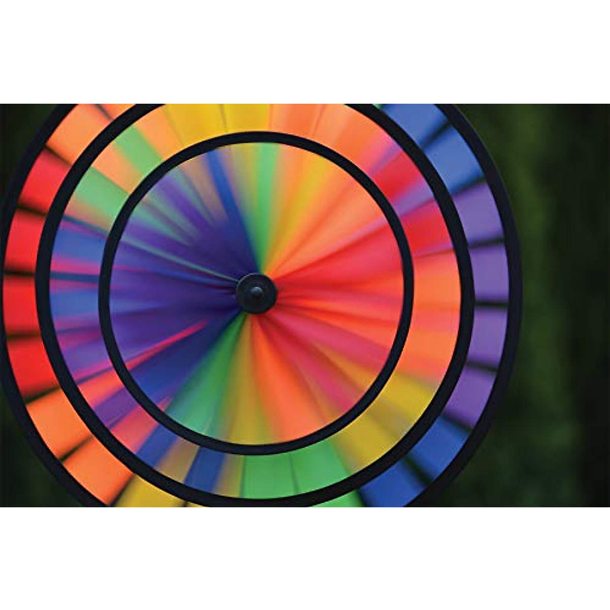 In The Breeze Rainbow Triple Wheel Spinner- Ground Stake Included - Colorful Wind Spinner for your Yard and Garden