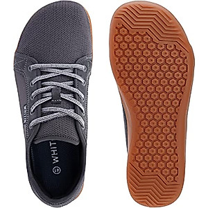 WHITIN Men's Fashion Barefoot Sneakers Arch Support Zero Drop Sole Minimus Casual W81 Size 8W Minimalist Tennis Shoes Fashion Outdoor Walking Lightweight Comfortable Male Zapatos Grey Gum 41