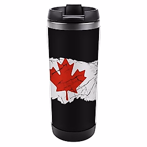 (Beavers) Canada Maple Flag Travel Coffee Mug Reusable Insulated Drinking Cup with Lid for Home Outdoor Works 13 Oz
