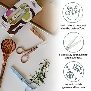 Ceramic food scissors ZoLi SNIP sage green | kitchen scissors, stain-resistant, durable, shears for food, bite-sized toddler food