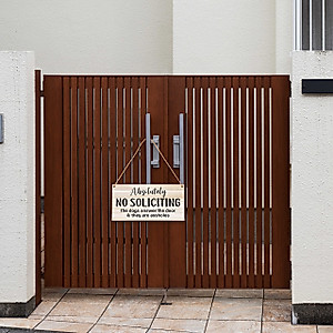 No Soliciting Sign For Front Door, Do Not Knock or Ring Doorbell Wooden Sign, Baby Room Nursery House Bedroom Rustic Hanging Sign, House Warming Gift, Set of 1 Wooden Sign with Rope -A09