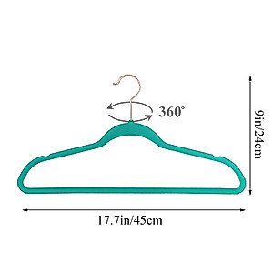 VECELO Premium Velvet Clothes Hangers Suit Heavy Duty (100 Pack)-Non Slip & Space-Saving with 12 Finger Clips & 2Tie Rack Excellent for Men and Women,Teal