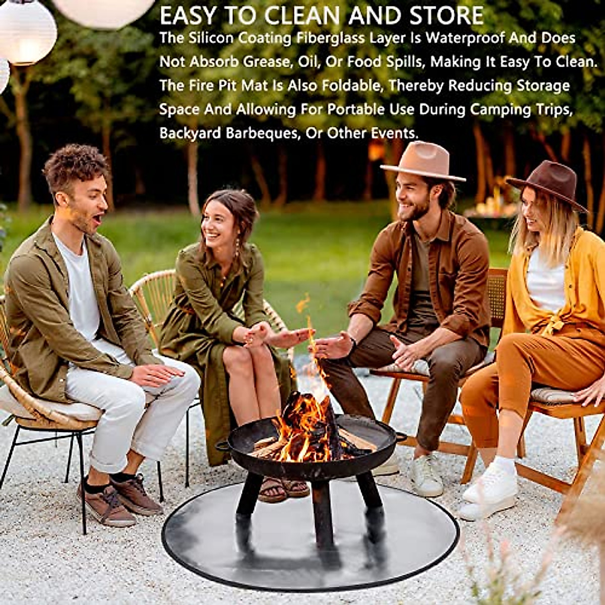 Fire Pit Mats for Under Fire Pit (40" Large) 3 Layers Premium Round Fire Pit Mat for Deck Fire Pit Mat Fire Pit Mats for Under Fire Pit Fireproof Mat Firepit Mats