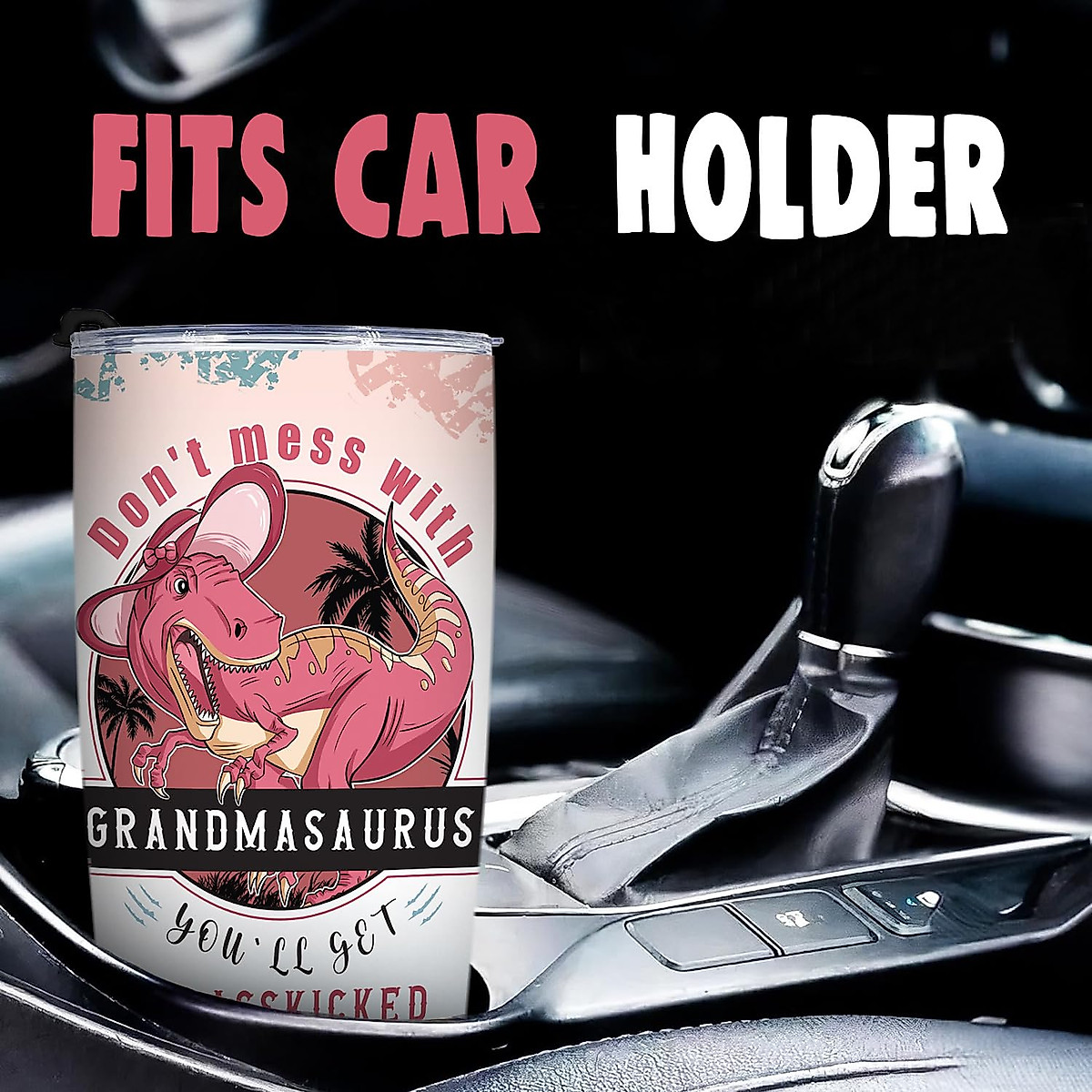 Grandma Tumbler Gift for Grandma For Mother's Day from Grand kids Nana Gifts from Granddaughter Grandson - 20oz Funny Tumbler Dinosaur Cup - Unique Birthday Christmas Gifts