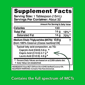 Sports Research Keto MCT Oil from Organic Coconuts - Fatty Acid Fuel for Body and Brain - Triple Ingredient C8, C10, C12 MCTs - Perfect in Coffee, Tea, & More - Non-GMO & Vegan - Unflavored (16 Oz)