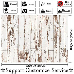 Allenjoy 7x5FT White Wood Rustic Wooden Floor Backdrop for Newborn Photography Vinyl Photo Background Newborn Baby Cake Smash Photoshoot Photographer Props