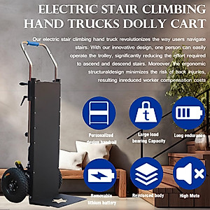 Reihipun Electric Stair Climbing Hand Trucks Dolly Cart for Moving 881lb Capacity Heavy Duty Stair Climber Cart Hand Trolley with 4 Wheels Motor Battery Powered for Heavy Furniture (Black - 24Ah)