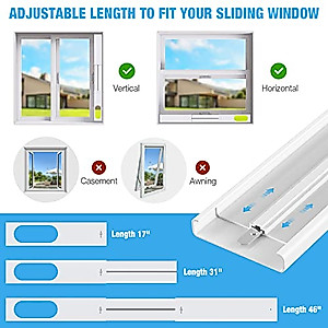 Portable AC Window Vent Kit with 5.1" & 5.9" Universal Hose Adapter, YJHome Air Conditioner Window Seal Kit with 3 Adjustable Slide Seal Plates, Portable Air Conditioner Window Kit for Sliding Window