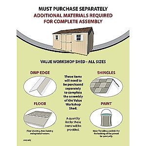 Little Cottage Co. 8x14 Value Workshop Shed, Wood Do-It-Yourself Precut Kit, Outdoor Storage with Window for Backyard, Lawn, Garden, Patio