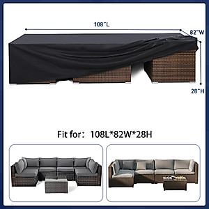 Favoyard Patio Furniture Covers Tear-Resistant Outdoor Furniture Covers Waterproof for Patio Dining Table and Chairs Cover with Windproof Buckle Straps Heavy Duty patio cover 108" L x 82" W x 28" H