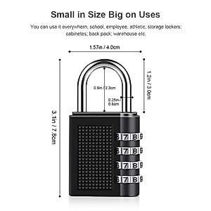Combination Lock, [1 Pack] Diyife 4 Digit Outdoor Waterproof Padlock, Resettable Combination Padlock for School Gym Locker,Toolbox, Fence, Hasp, Cabinet(Black)