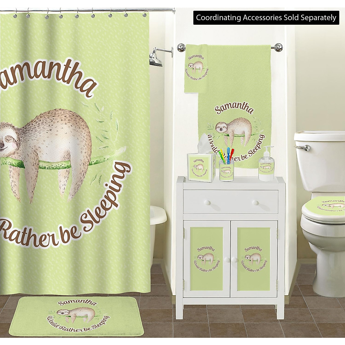 RNK Shops Personalized Sloth Waste Basket - Double Sided (Black)