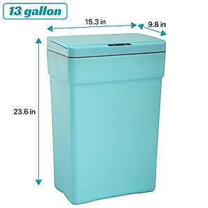 Dkeli Trash Can 13 Gallon Kitchen Trash Can for Bathroom Bedroom Home Office Automatic High-Capacity Plastic Touch Free Garbage Can with Lid Waste Bin 50 Liter, Set of 2
